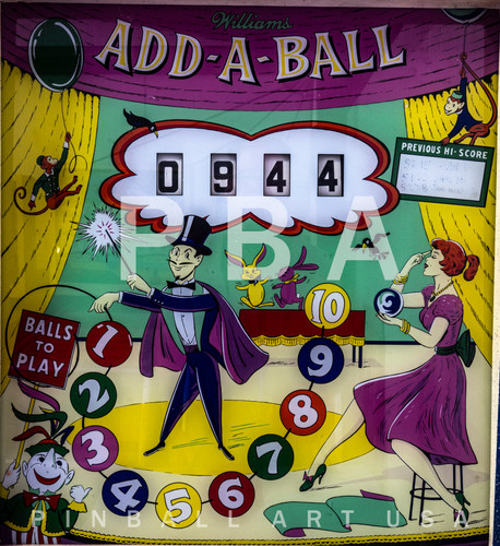 Add A Ball 1961 Williams Backglass | Pinball Art USA