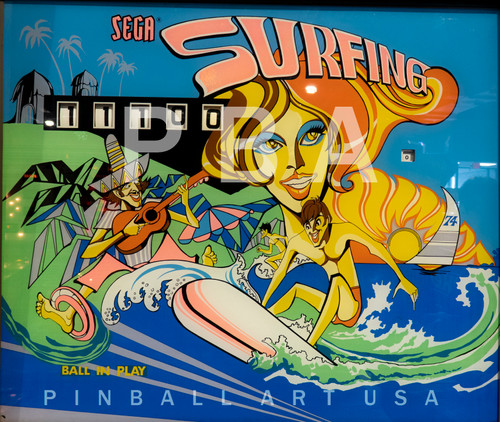 Surfing 1972 Sega Backglass | Pinball Art USA