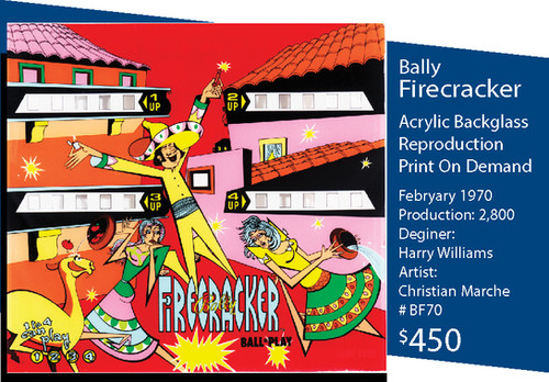 Firecracker 1970 Bally #BF70 | Pinball Backglass
