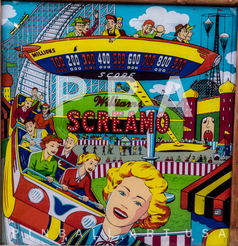 Screamo 1954 Williams Backglass | Pinball Art USA
