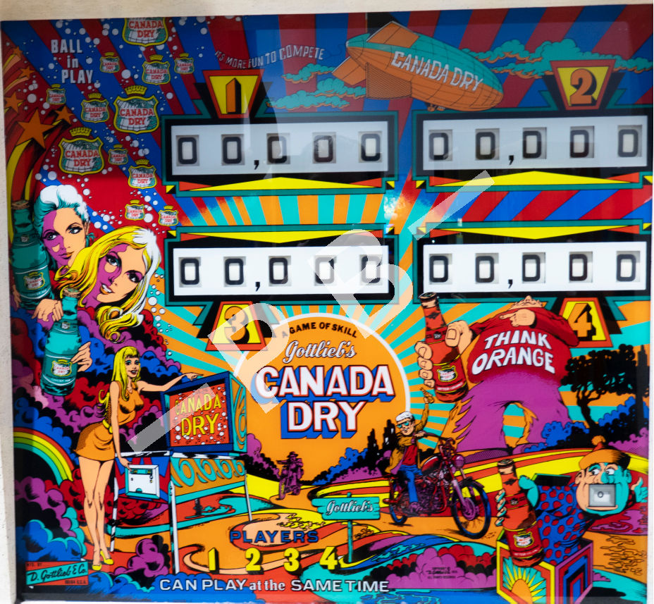 Canada Dry 1976 Gottlieb Backglass | Pinball Backglass