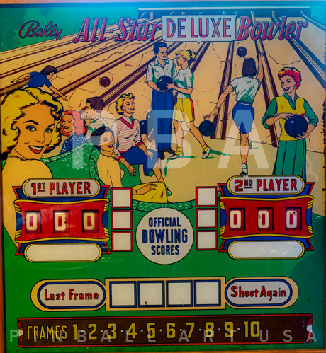 All Star Deluxe Bowler Bally Backglass | Pinball Art USA