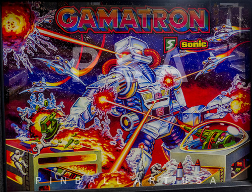 Gamatron 1986 Sonic Backglass | Pinball Art USA