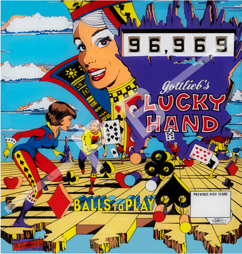 Lucky Hand 1977 Gottlieb Backglass | Pinball Backglass