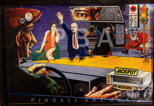 Taxi 1988 Williams Backglass | Pinball Art USA