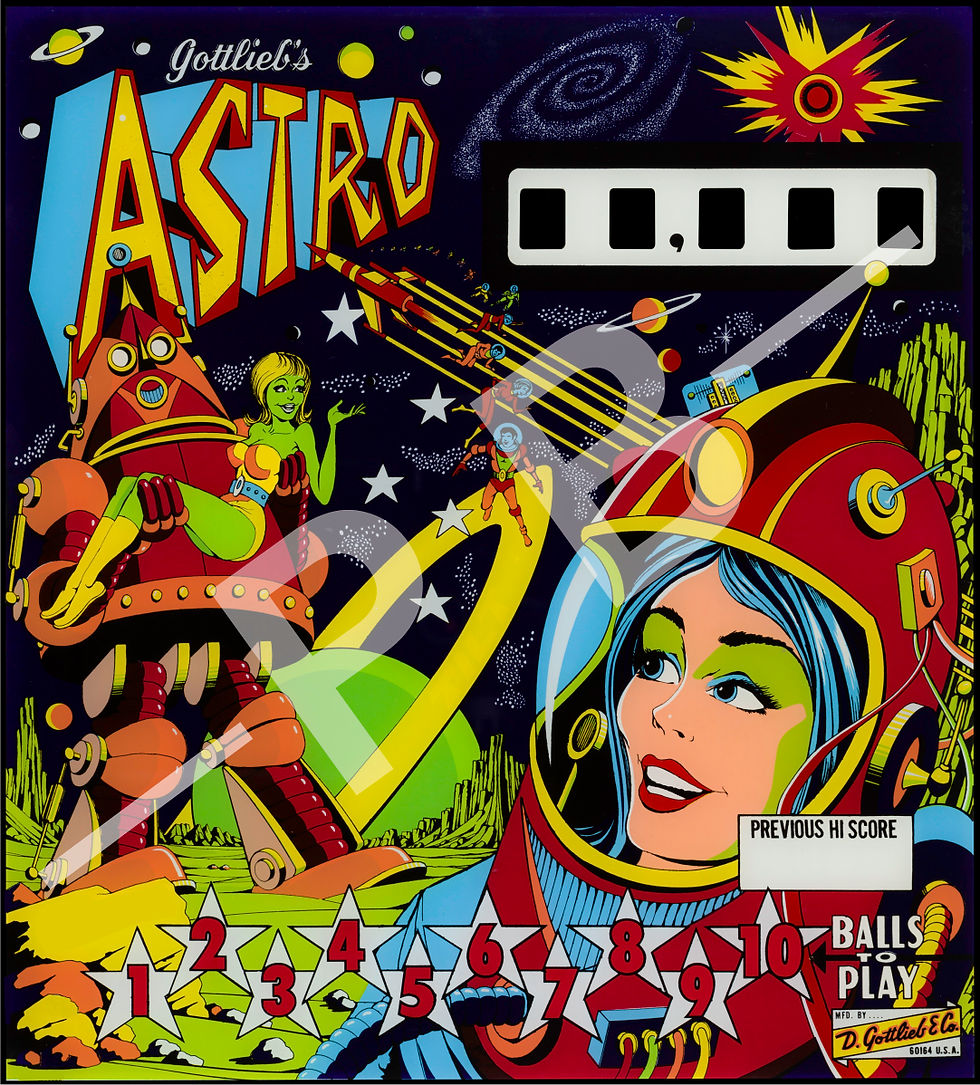 Astro 1971 Gottlieb Backglass | Pinball Backglass