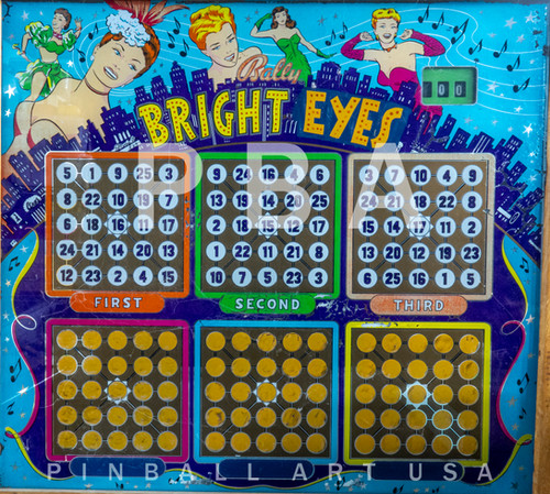 Bright Eyes Bally Backglass | Pinball Art USA
