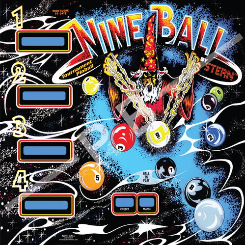 Nine Ball 1980 Stern Backglass | Pinball Backglass