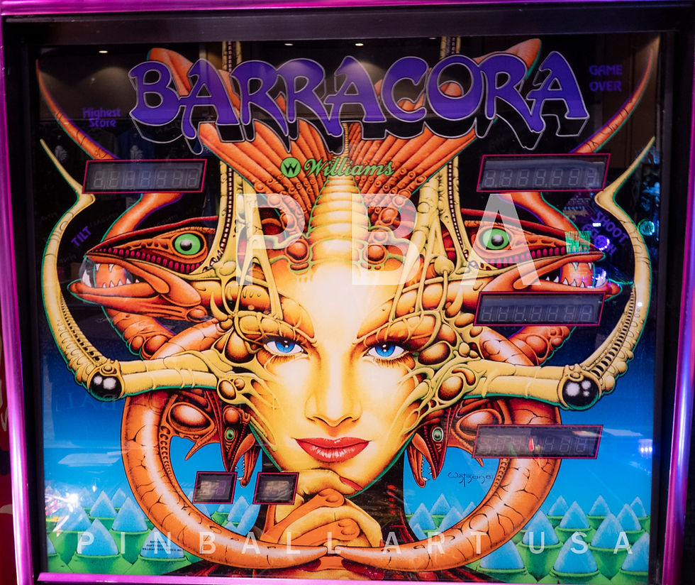 Barracora 1981 Williams Backglass | Pinball Art USA