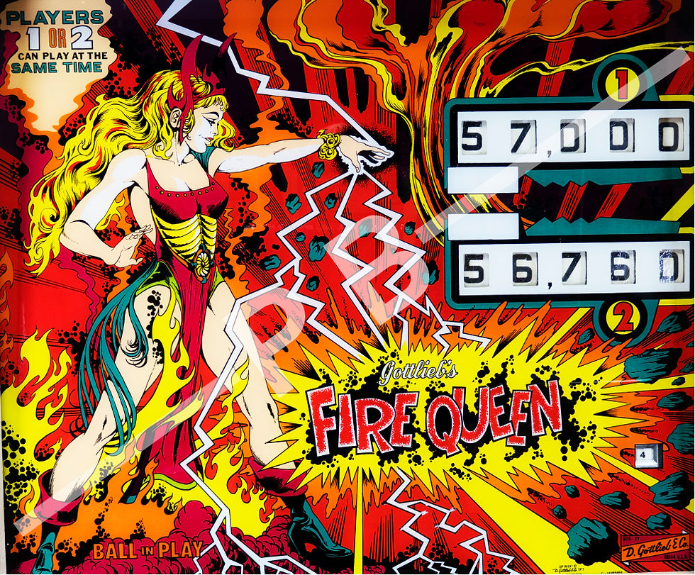 Fire Queen 1977 Gottlieb Backglass | Pinball Backglass