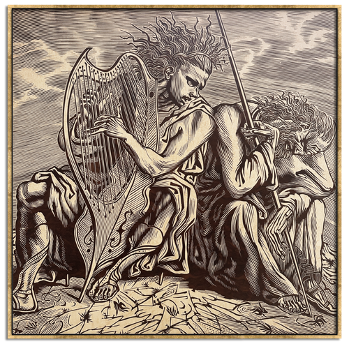 David and Saul Precious Wood Inlay Contemporary Wall Panel, in Stock ...
