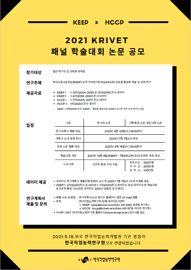 2021 KRIVET 패널 학술대회 논문 공모전
