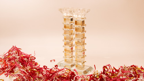 Modern Crystal Candle Towers Stacked Lucite Elegance | Candylicious