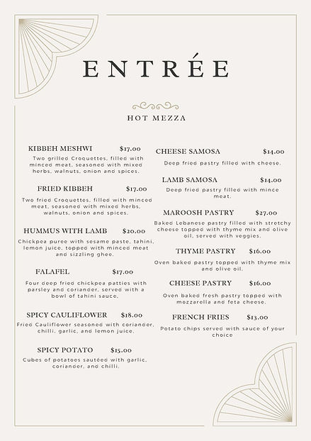 Menus | Maroosh Restaurant