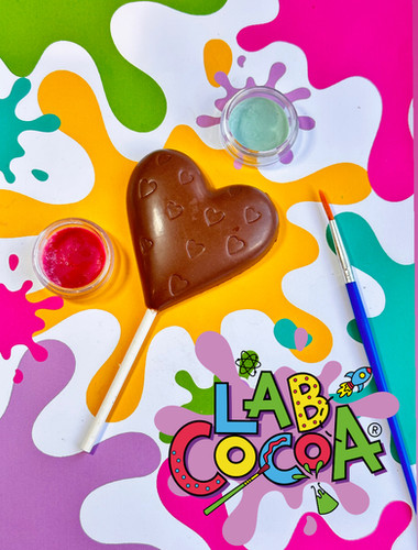 Lab Cocoa Mini Chocolate Heart Lolly | Kids Party Box | Home Chocolate Party Kit | Lab Cocoa
