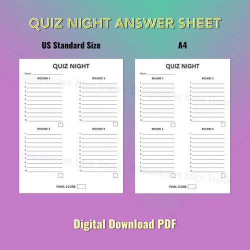 Printable Quiz Night Answer Sheets