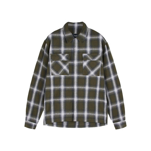 REPRESENT UK LOGO FLANNEL SHIRT - OLIVE | Platinum