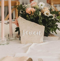 Travertine Tile Table Numbers | Something Borrowed