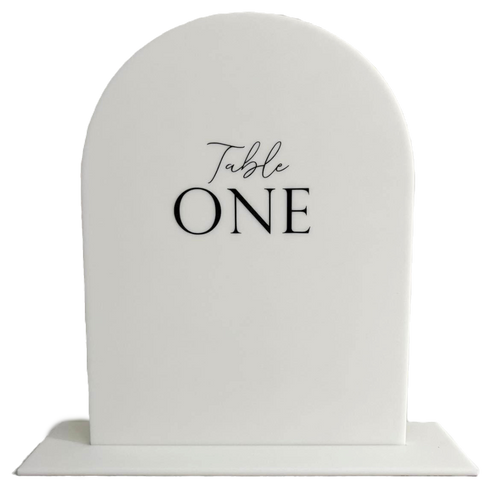 White Acrylic Arch Table Numbers | Something Borrowed