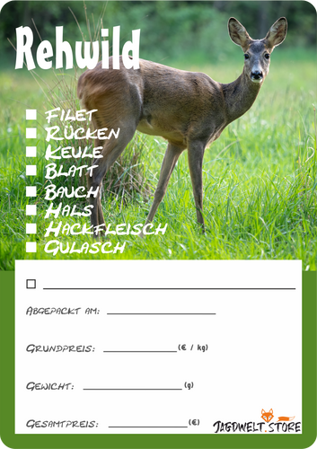 Wildbret Etiketten Rehwild Foto | Jagdwelt.store