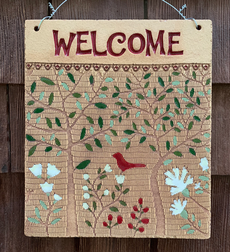 Welcome Sign WOODLAND Red | mpollmannclayart