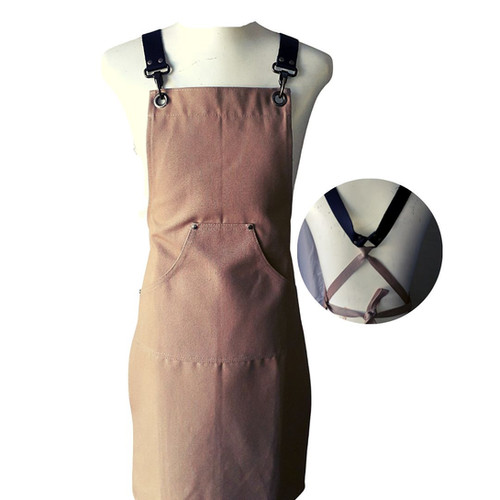 Tan Canvas and V Leather strap | Tailor Nina Aprons