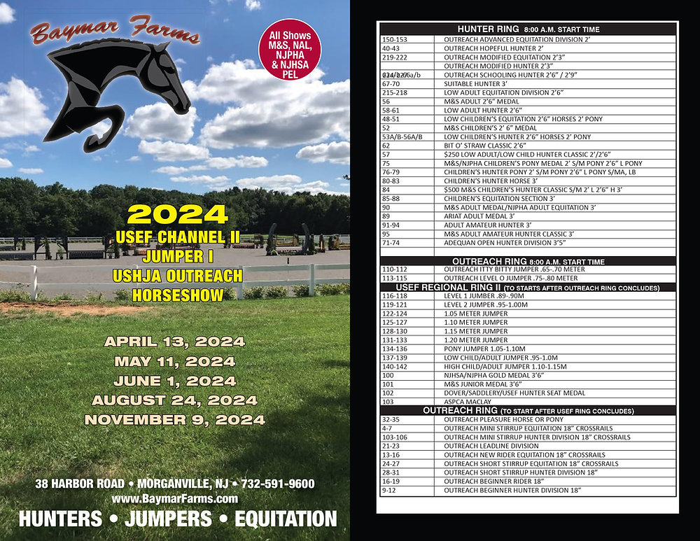 USEF Channel II 2024 Horse Show Schedule