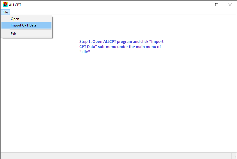 Import a CPT raw data file into ALLCPT program