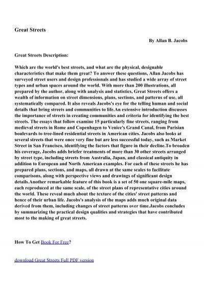 Great Streets Allan Jacobs Pdf Download | radicalengagement
