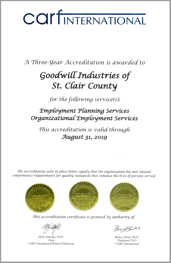 Carf certificate | goodwillscc
