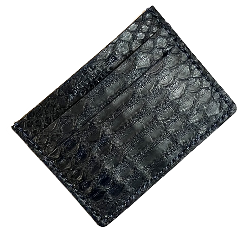 Made-to-Order Exotic Navy Python Card Holder | smithandleehandmade