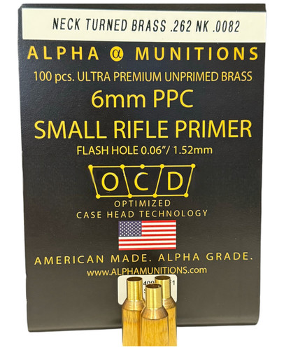 Alpha Munitions Brass 6mm PPC - Neck Turned to .262 Neck .0082 (100 ...