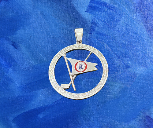 White Gold ORC Diamond Circle Burgee Pendant with Golf Club Small ...