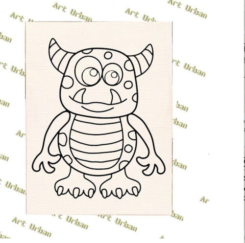 Monster Pt 2 Pre Sketched Canvas, Kids Painting, Kids Painting Canvas ...