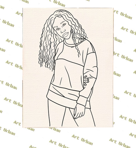 SZA Pre Drawn Canvas for Painting, Sip and Paint Canva | Art Urban ...