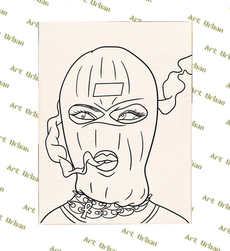 Ski Mask Gang 2 Pre Drawn Canvas for Painting, Sip and Paint | Art ...