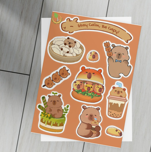 Sticker Sheet - Stay Calm, Be Capy | Seedling Sun