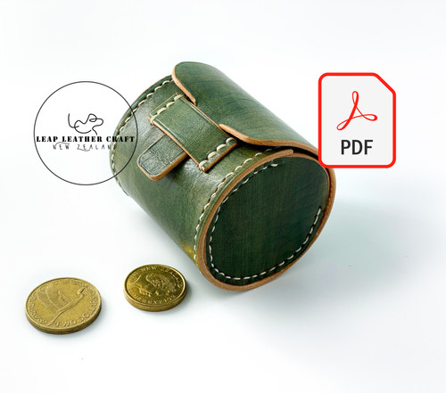 No.503 Small Coin Pouch Container - A4 PDF Pattern | Leap Leather Craft