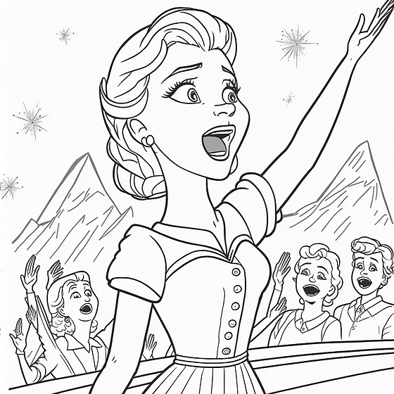 elsa singing let it go coloring pages