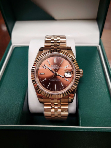 40mm rose gold chocolate datejust mod | Interstellar Watches
