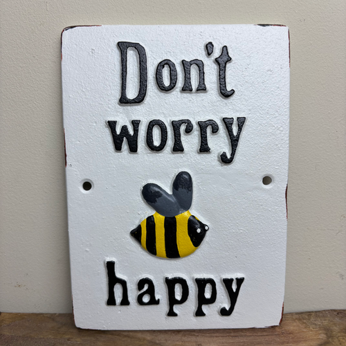 Bee Happy Cast Iron Sign | Rustique Living