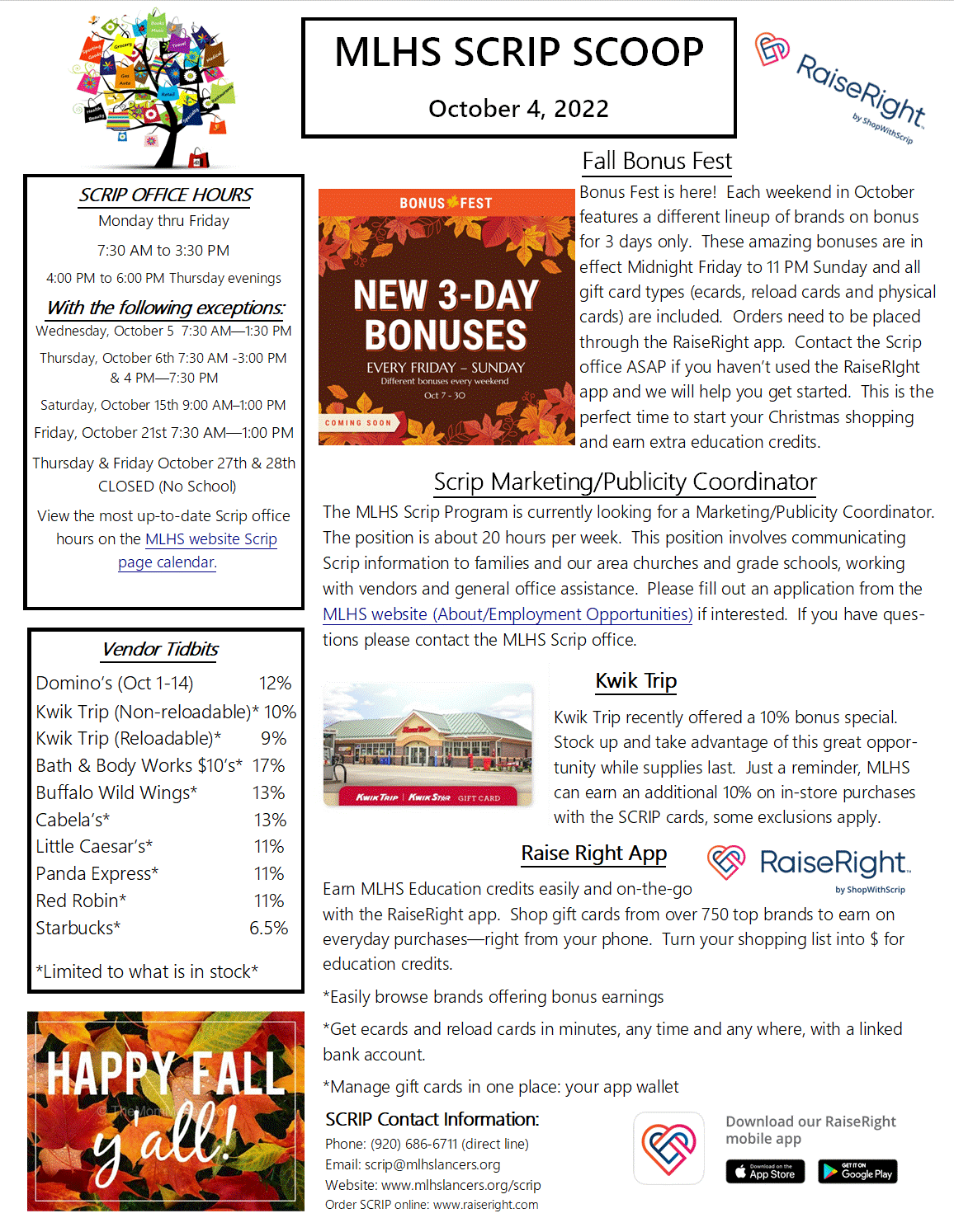 Scrip Scoop October 2022