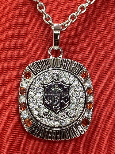 Kappa Alpha Psi Red & Clear Stone Pendant with Chain | The Ring Creator