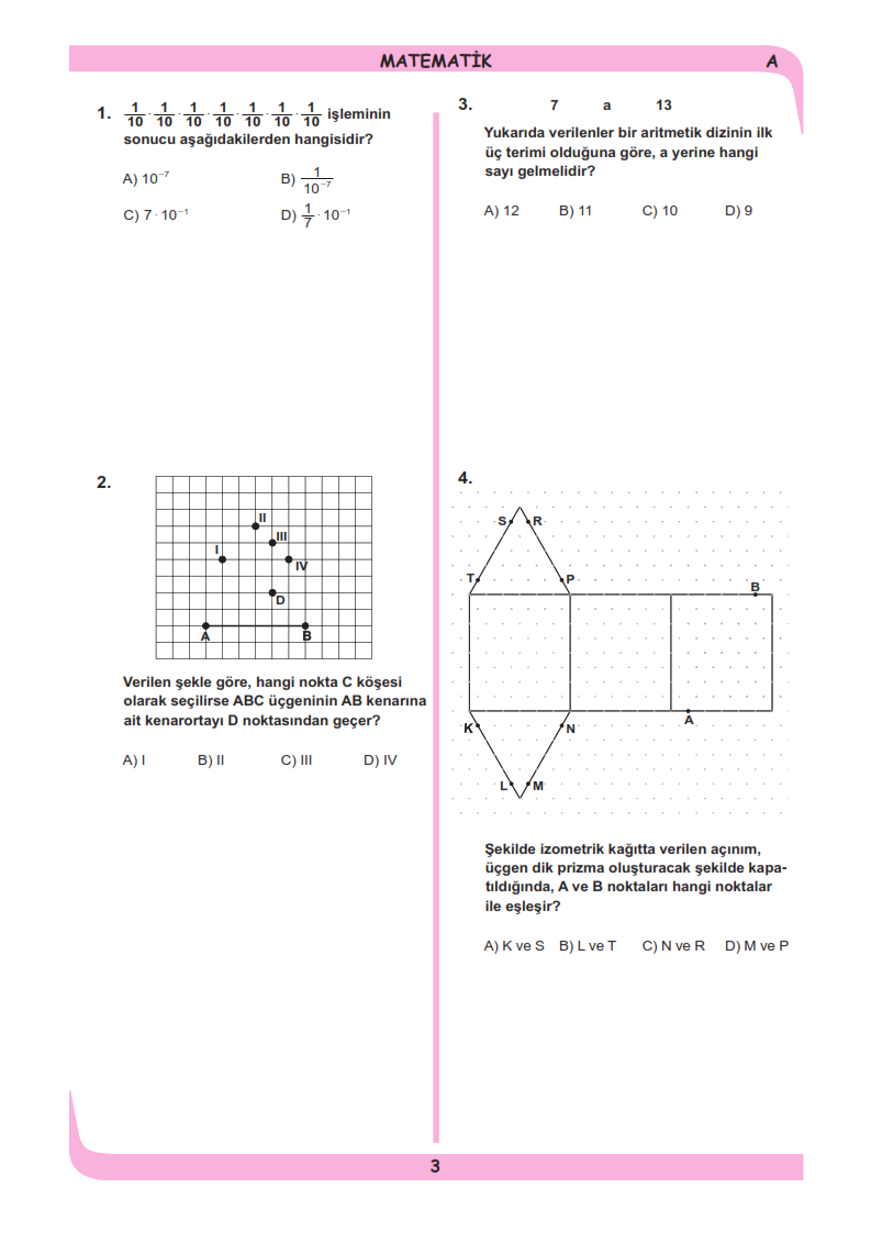 2013-2014 2. Dönem Teog Matematik Soru ve Cevapları