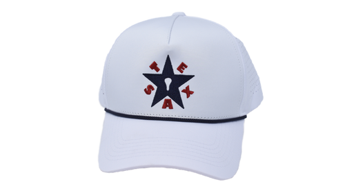 White | Navy | Perforated Rope Hat | stickstarapparel
