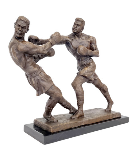 Dynamic Bronze Boxer Sculpture - Two Fighters in Action | stb-art