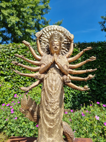 Vishnu-beeld - Bronzen Vishnu met zestien armen Hindoeïstische god van ...