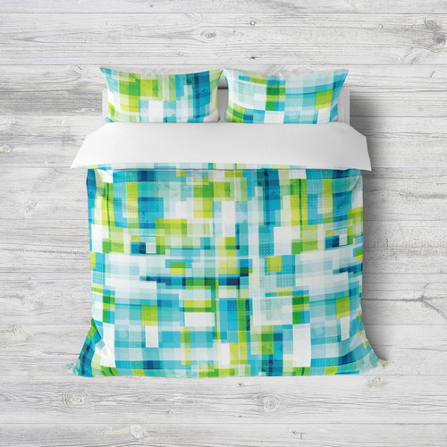 Pixelated Green & Blue - Doona Cover Set | Cool Print