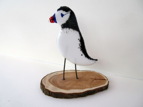 Fused Glass Standing Puffin | Leona Stewart Glass