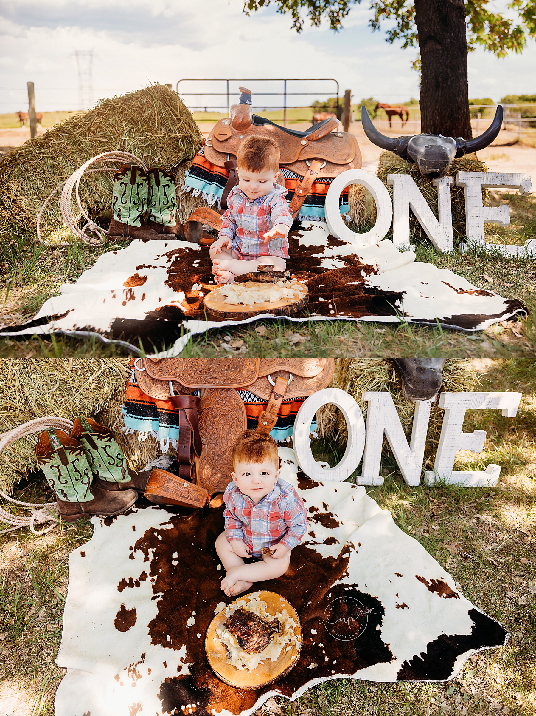 Cowboy-Themed Cake Smash | Airdrie Child Milestone Photographer